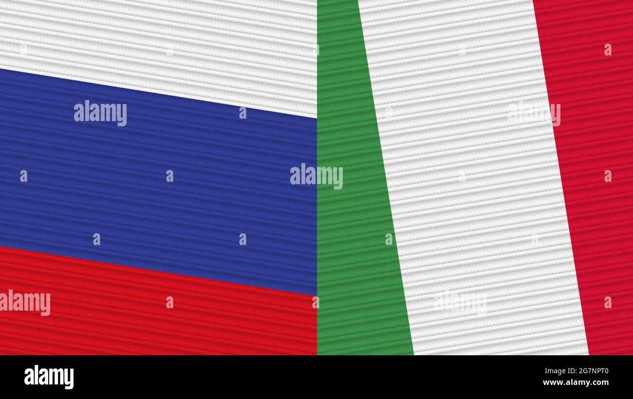Italy and Russia Two Half Flags Together Fabric Texture Illustration ...