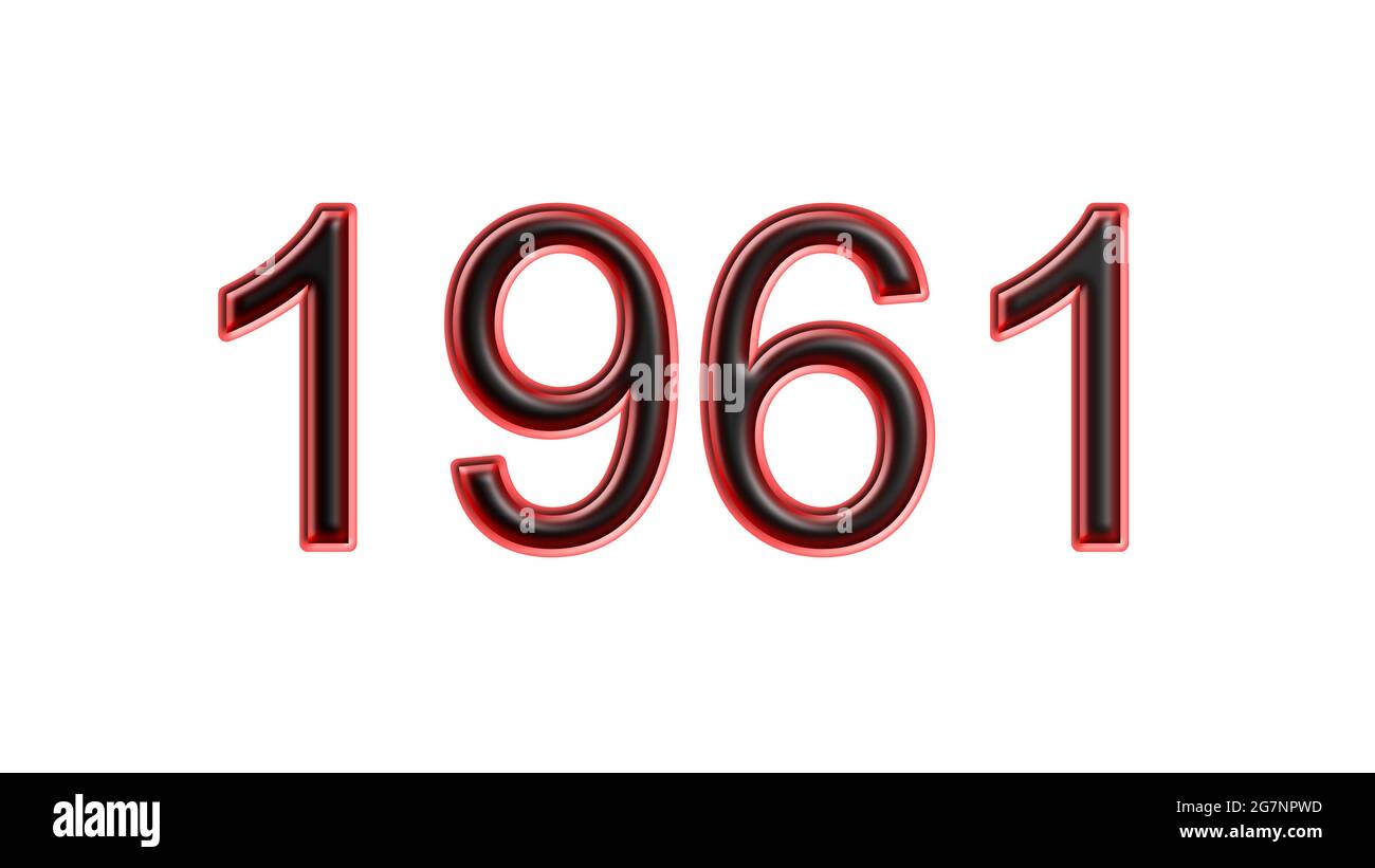 red 1961 number 3d effect white background Stock Photo - Alamy