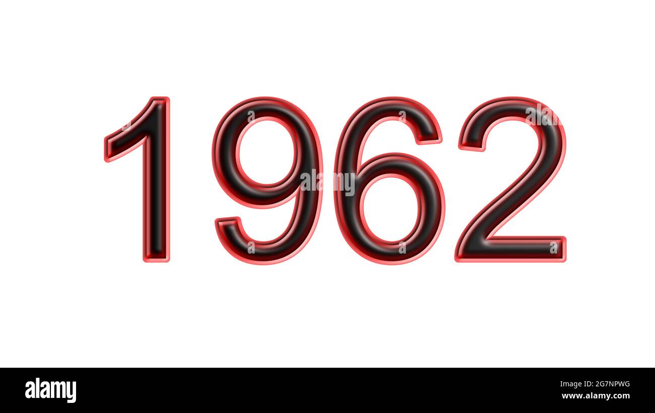 red 1962 number 3d effect white background Stock Photo - Alamy