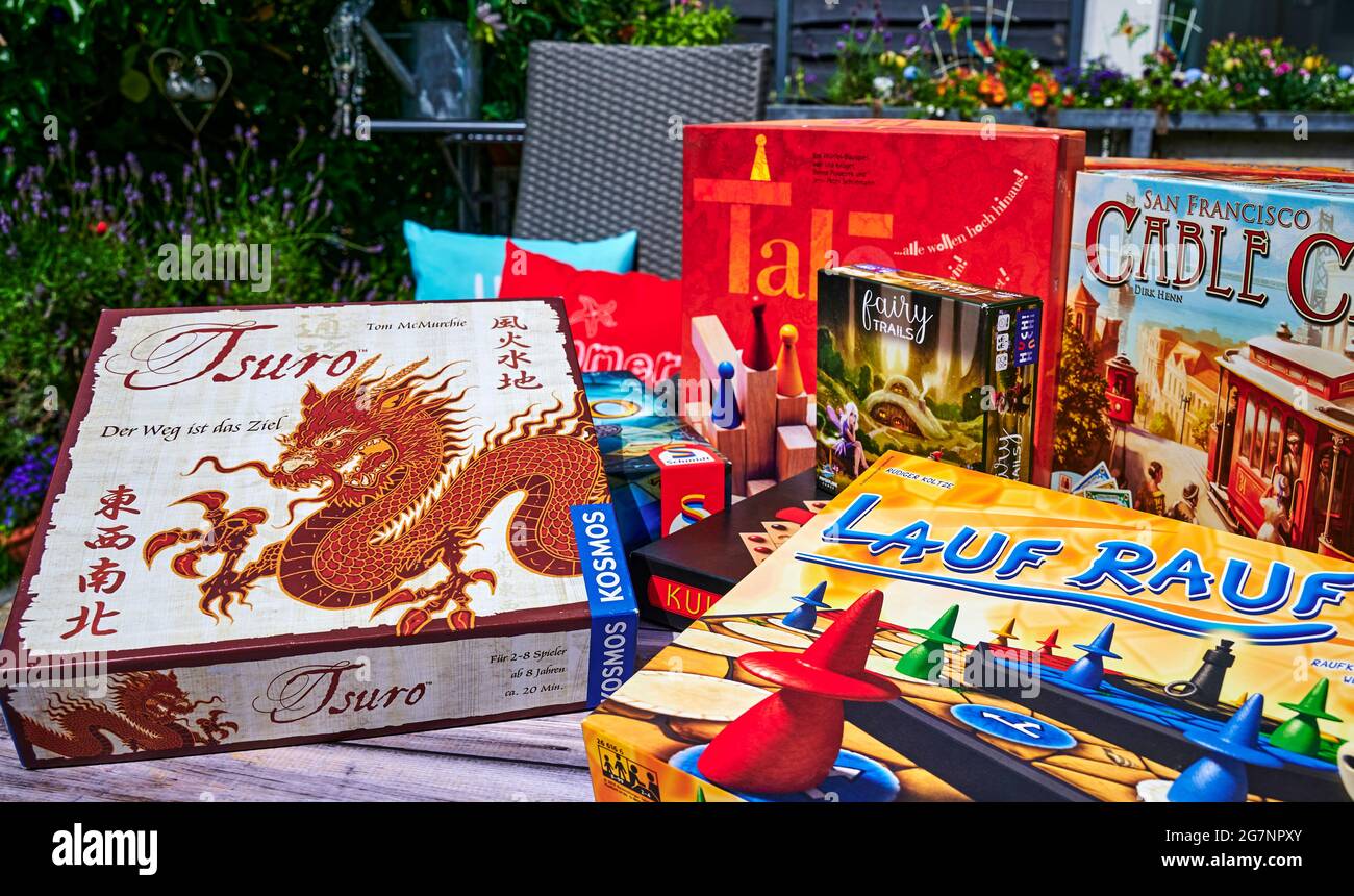 Berlin, Germany - July 14, 2021: Many different packs of board games as ...