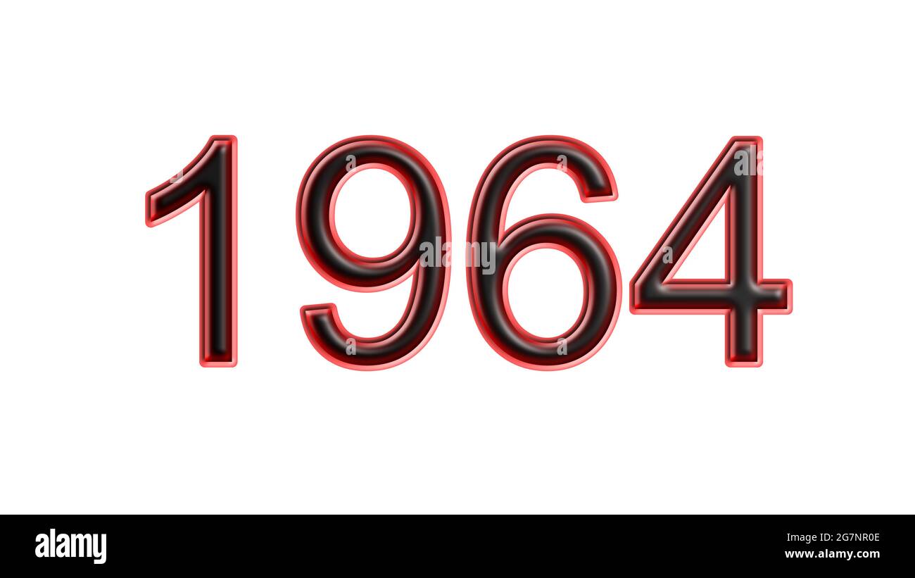 red 1964 number 3d effect white background Stock Photo - Alamy