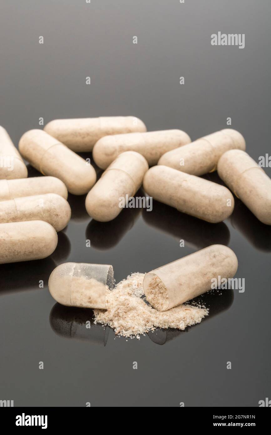 Close-up pills of Boswellia serrata / Frankincense have anti ...