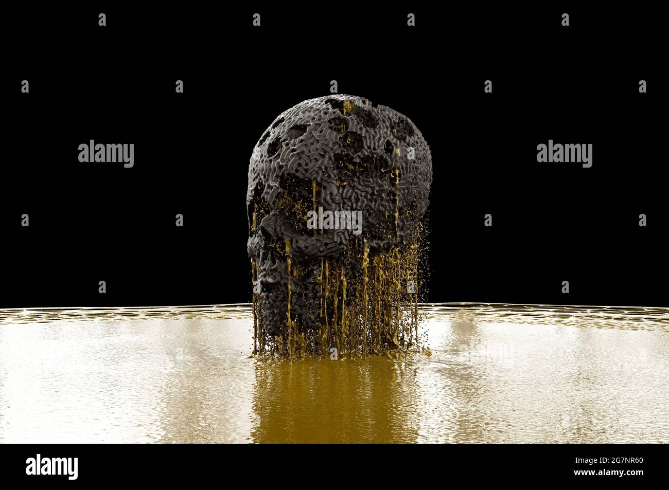 Gold Melting Out Of Carved Skull Stock Photo - Alamy
