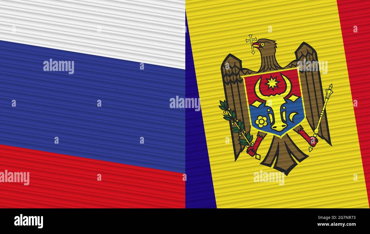 Moldova and Russia Two Half Flags Together Fabric Texture Illustration ...