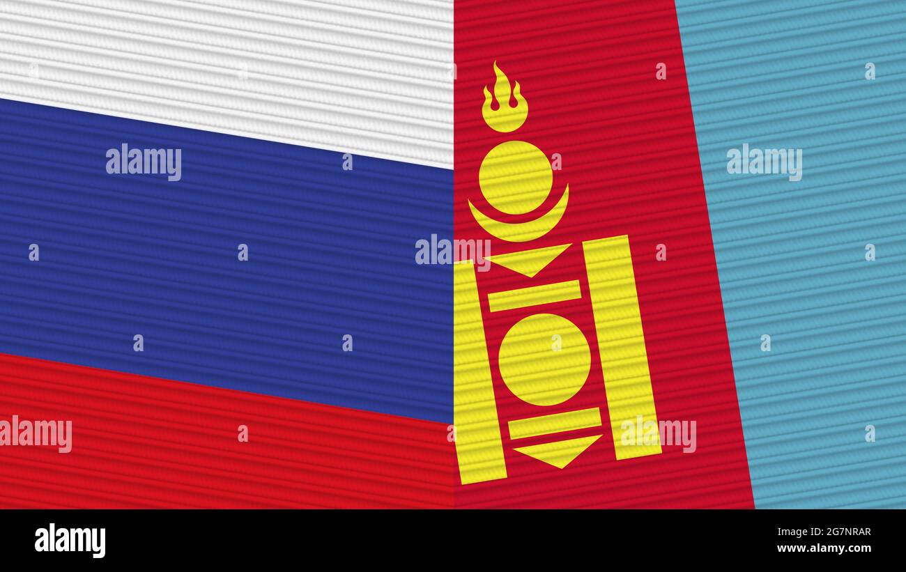 Mongolia and Russia Two Half Flags Together Fabric Texture Illustration ...