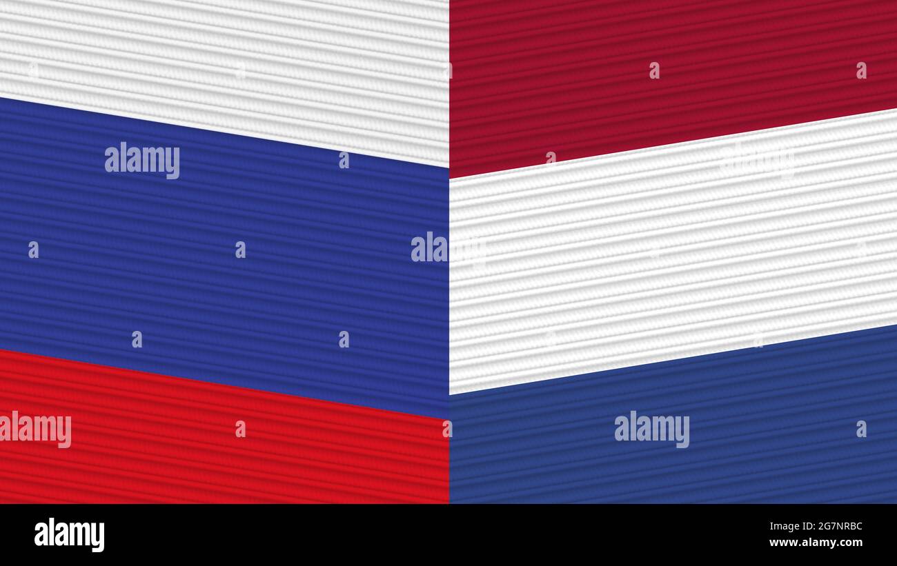 Netherlands and Russia Two Half Flags Together Fabric Texture ...