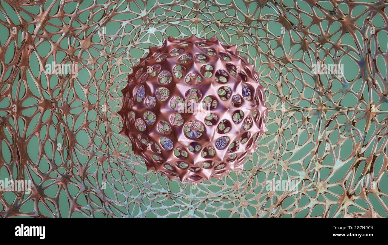 Abstract Scifi Hollow Spiky Orb On A Web Like Structure Stock Photo - Alamy