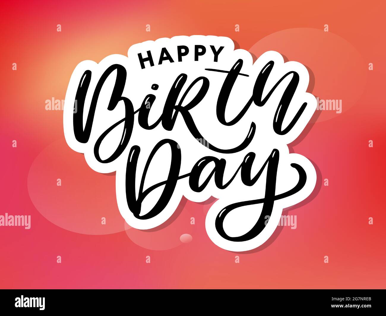 Happy Birthday Brush Script Style Hand lettering. Retro Vintage Custom ...