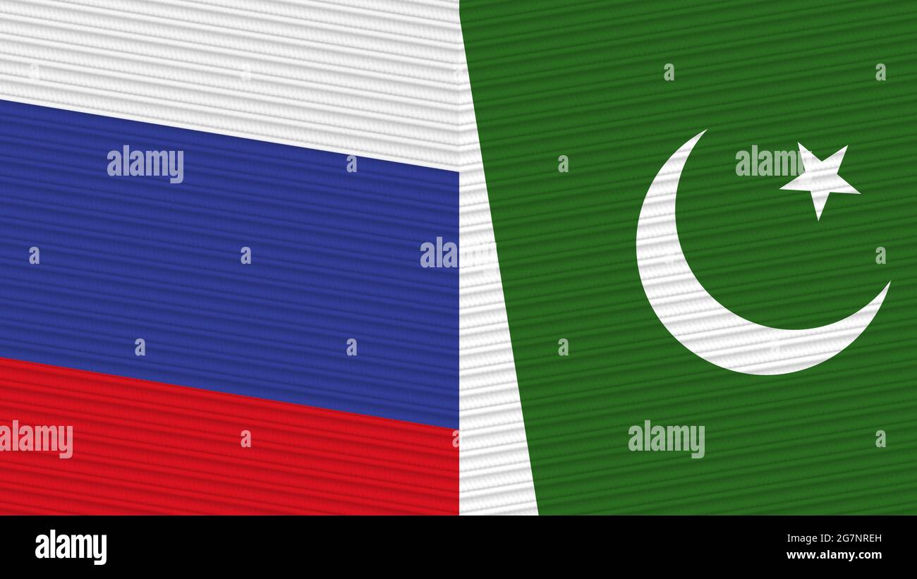 Pakistan and Russia Two Half Flags Together Fabric Texture Illustration ...