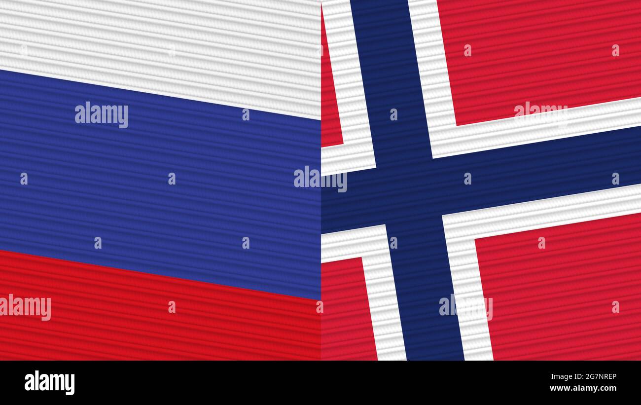 Norway and Russia Two Half Flags Together Fabric Texture Illustration ...