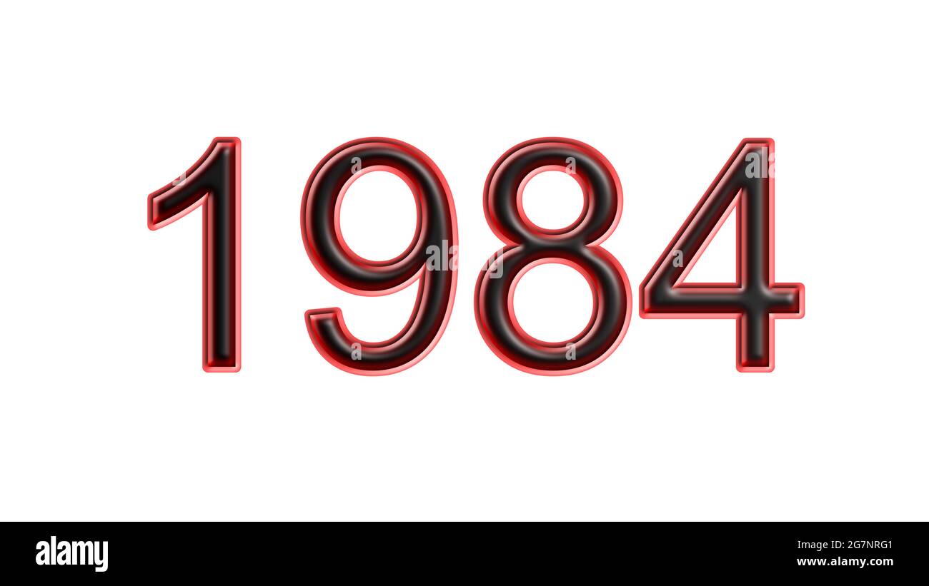 red 1984 number 3d effect white background Stock Photo - Alamy