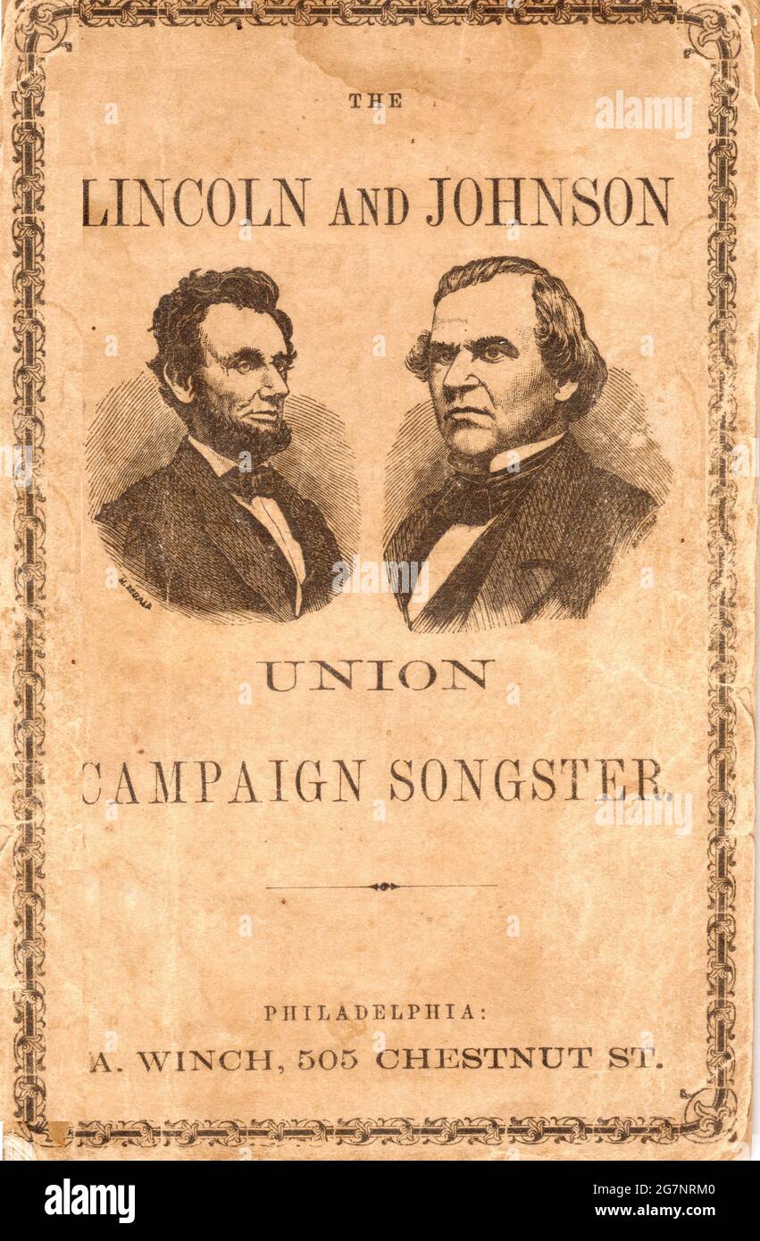 The Lincoln & Johnson Union Campaign Songster, RARE 1864 song book for ...