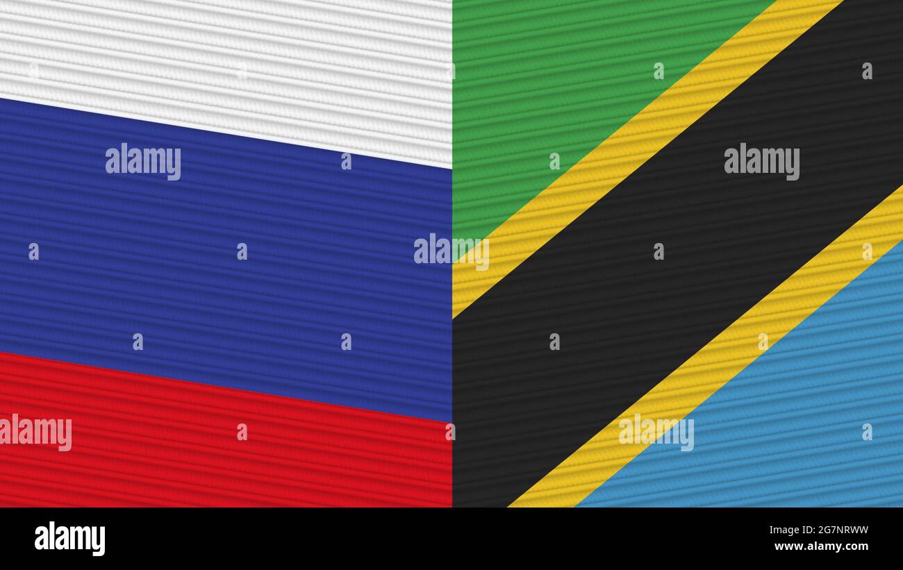 Tanzania and Russia Two Half Flags Together Fabric Texture Illustration ...