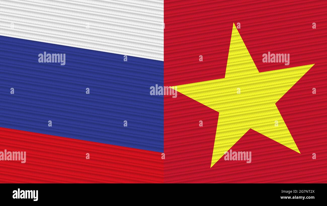 Vietnam and Russia Two Half Flags Together Fabric Texture Illustration ...