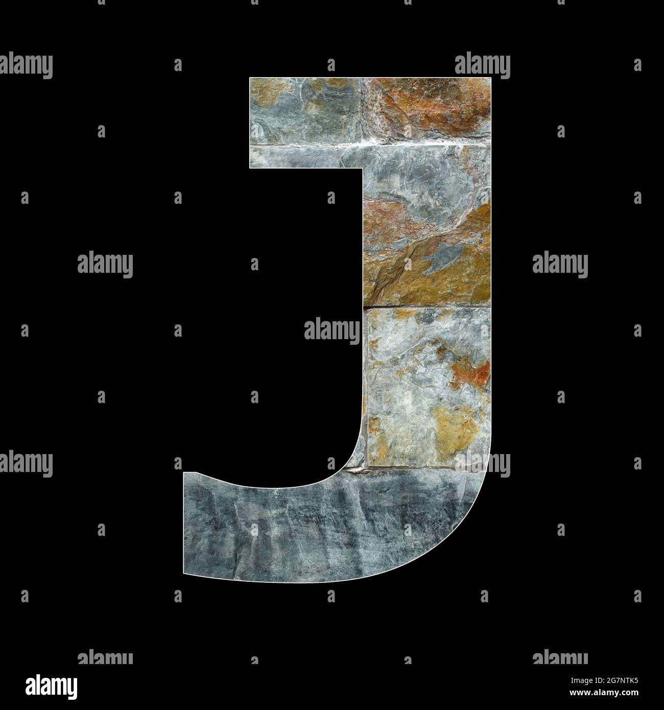 Rustic stone letter J - Black background Stock Photo - Alamy