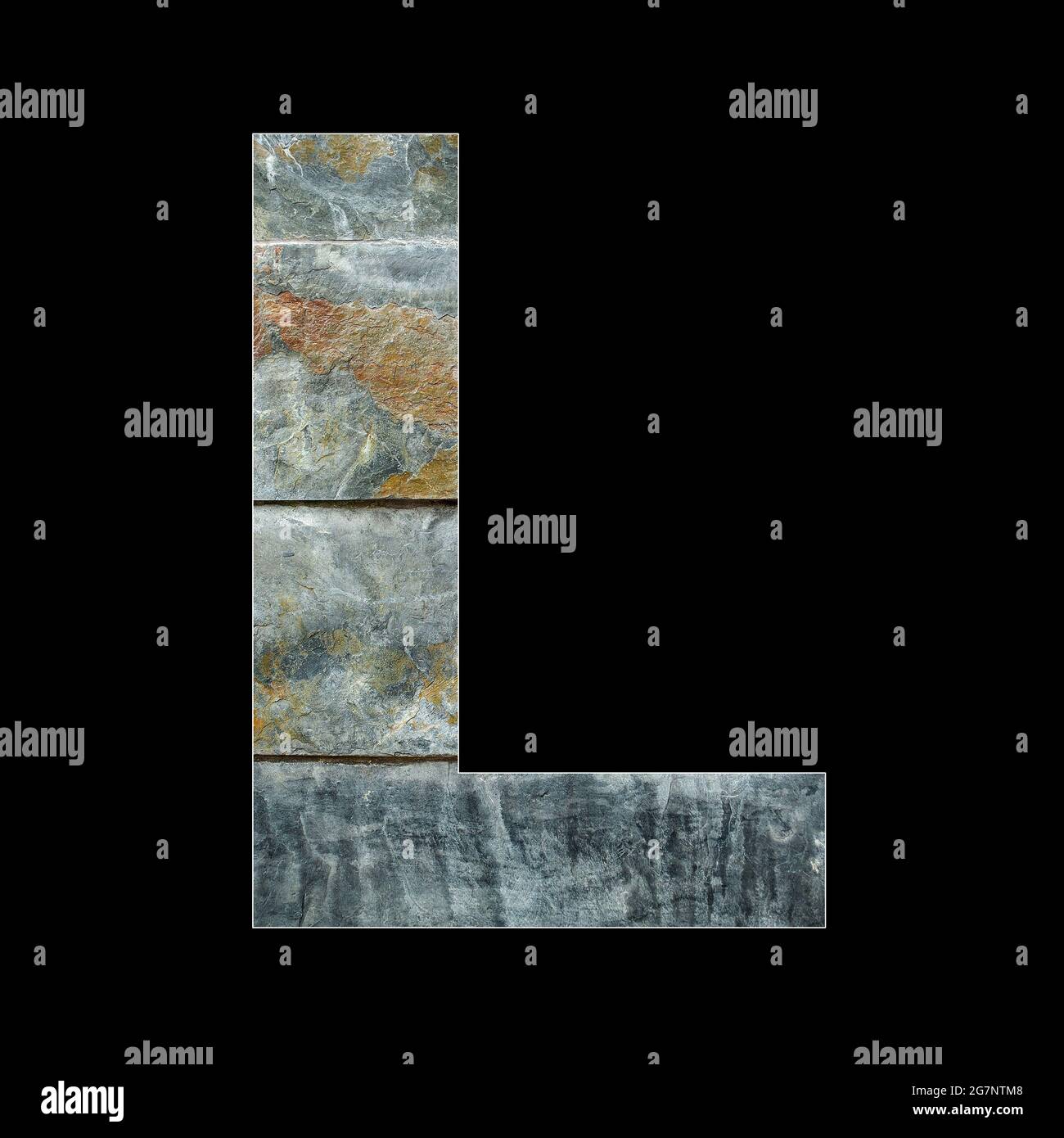 Rustic stone letter L - Black background Stock Photo - Alamy