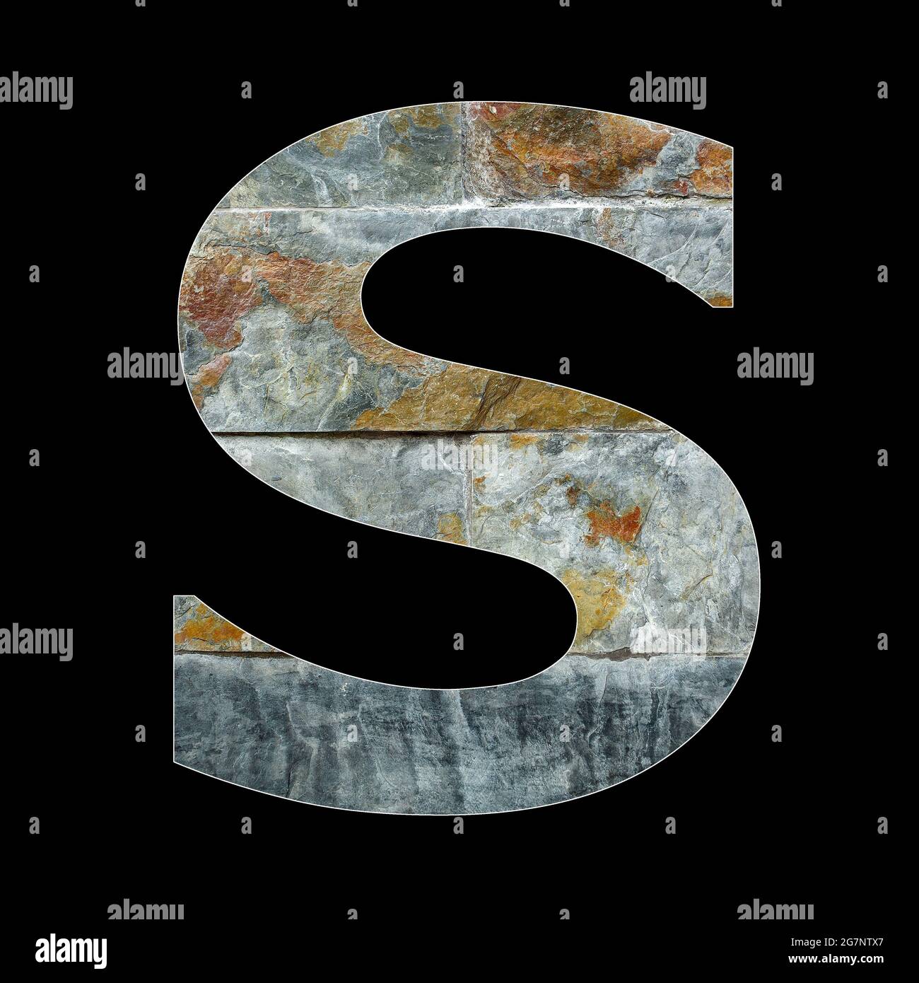Rustic stone letter S - Black background Stock Photo - Alamy