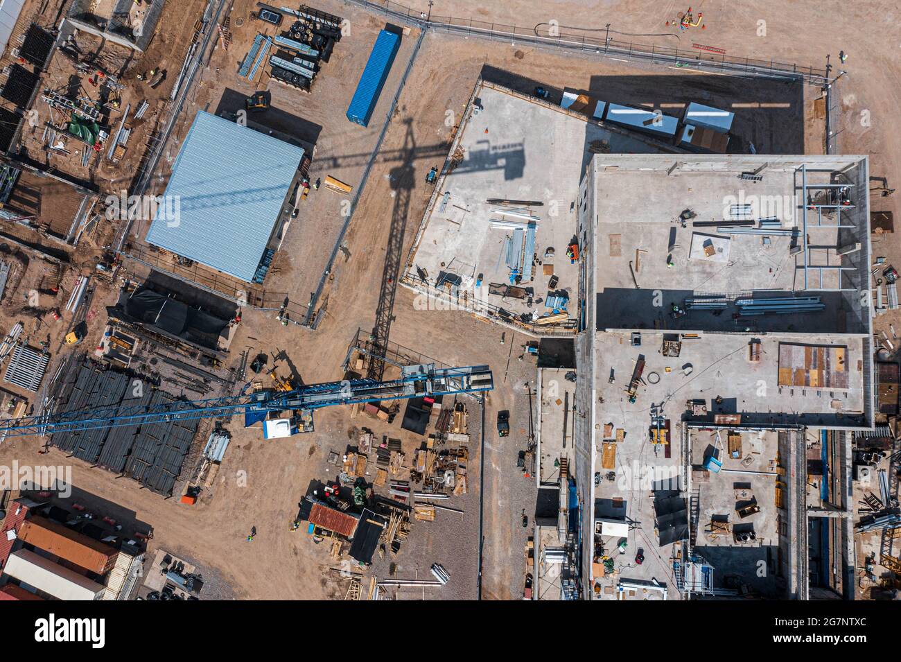 Aerial view of concrete and cement building construction and general ...