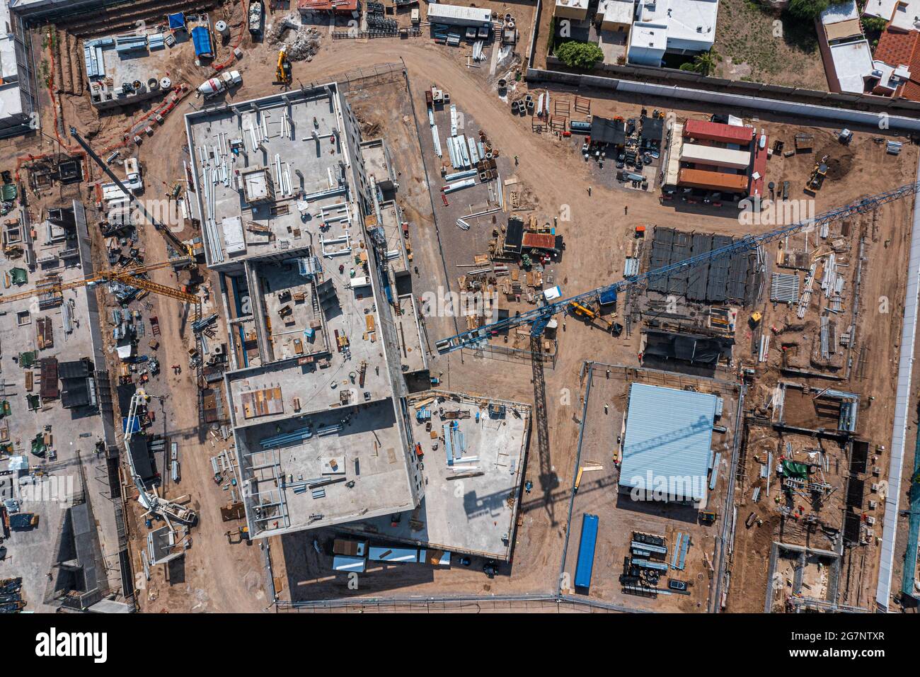 Aerial view of concrete and cement building construction and general ...