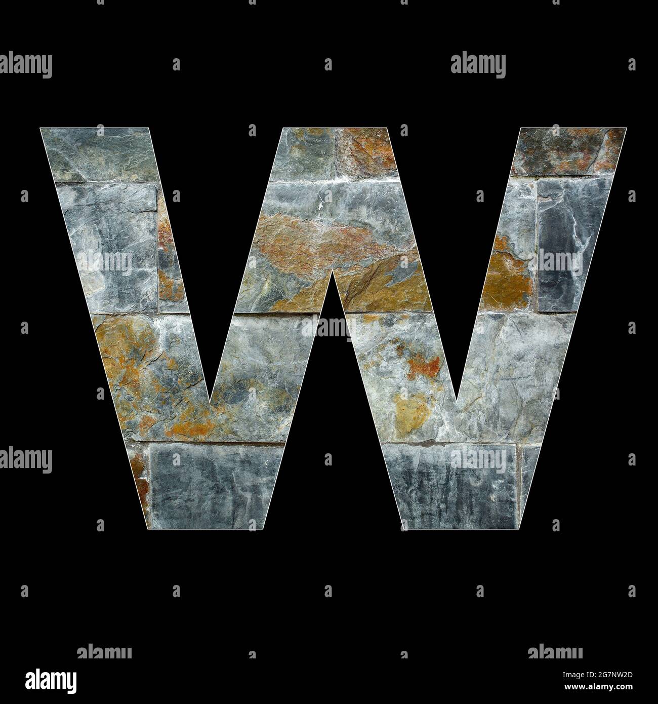 Rustic stone letter W - Black background Stock Photo - Alamy