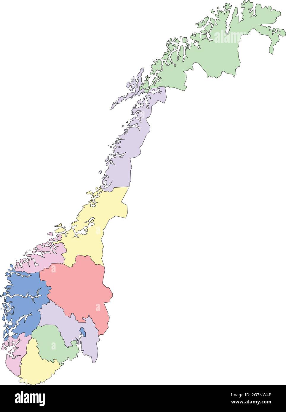 Vector map of Norway to study with outline Stock Vector Image & Art - Alamy