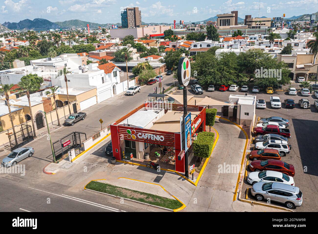 Aerial view Caffenio coffee station, Caffenio drive-thru station in ...