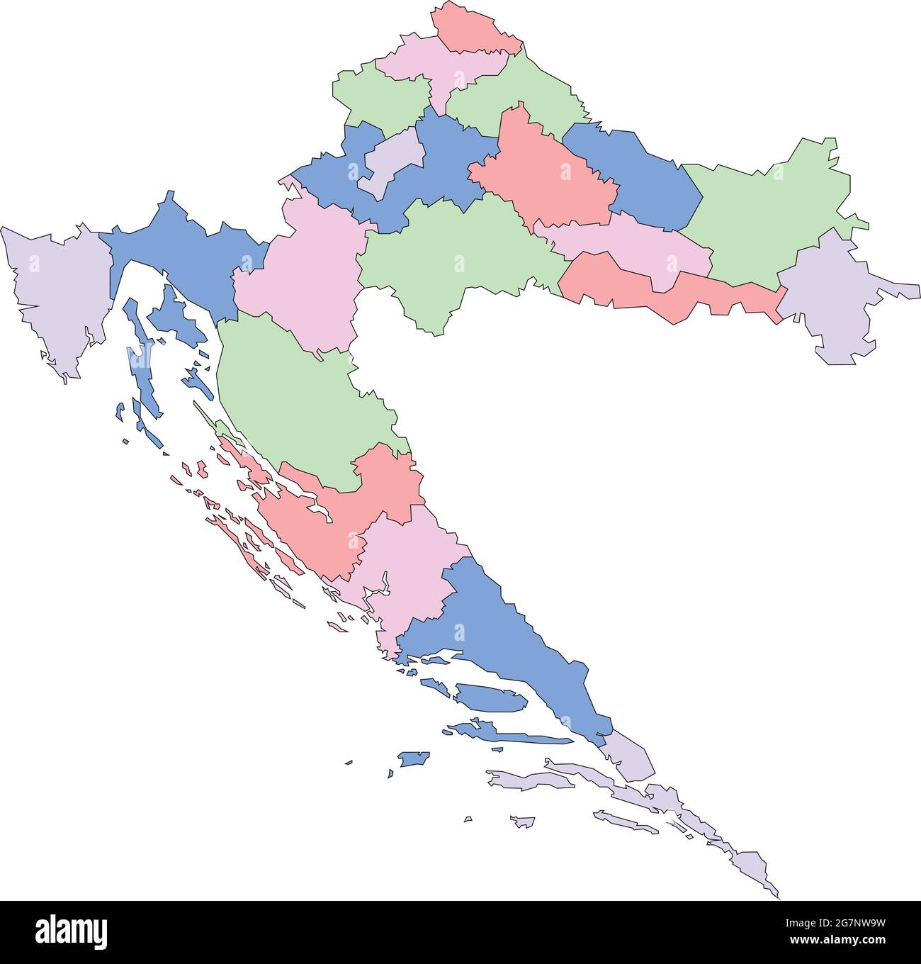 Vector map of Croatia to study with outline Stock Vector Image & Art ...
