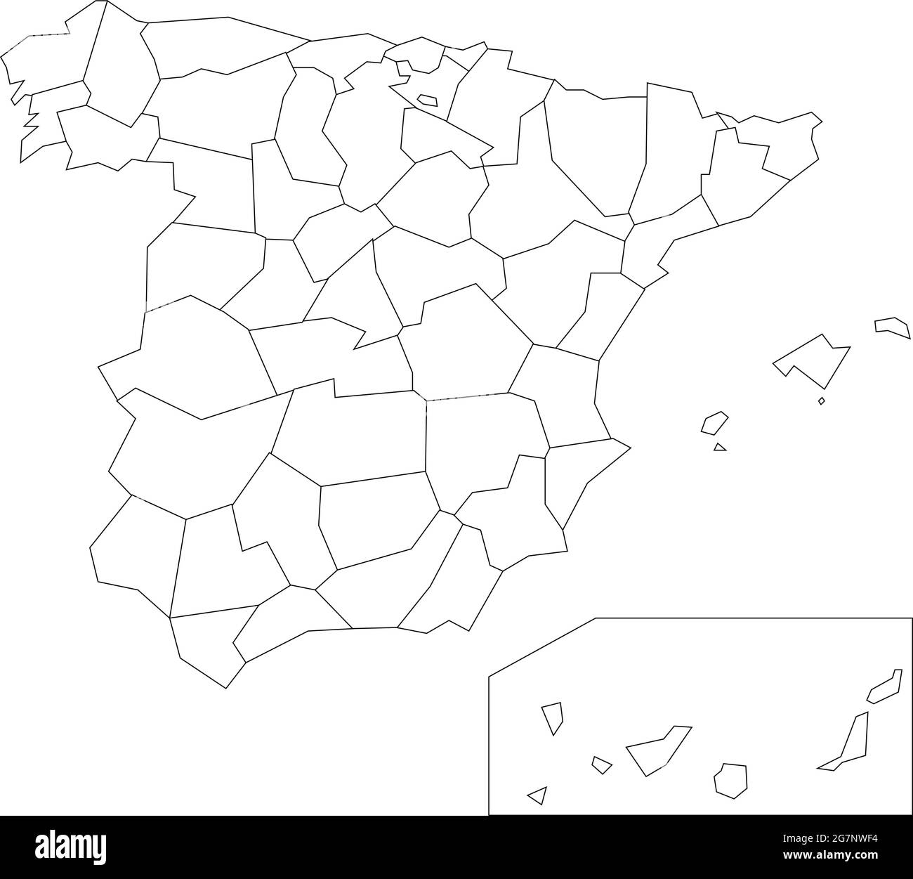 Vector map of Spain to study colorless with outline Stock Vector Image ...