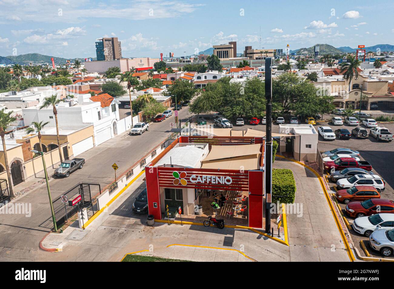 Aerial view Caffenio coffee station, Caffenio drive-thru station in ...