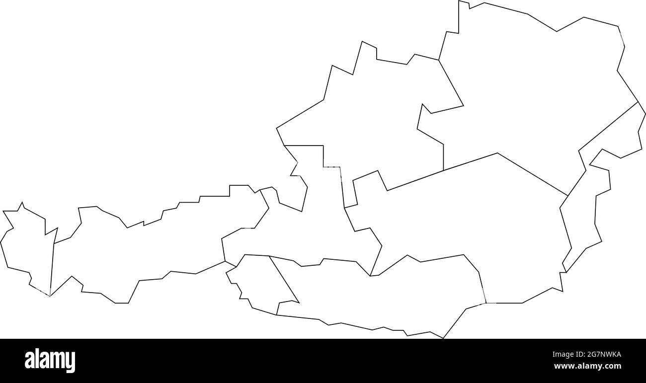 Vector map of Austria to study colorless with outline Stock Vector ...