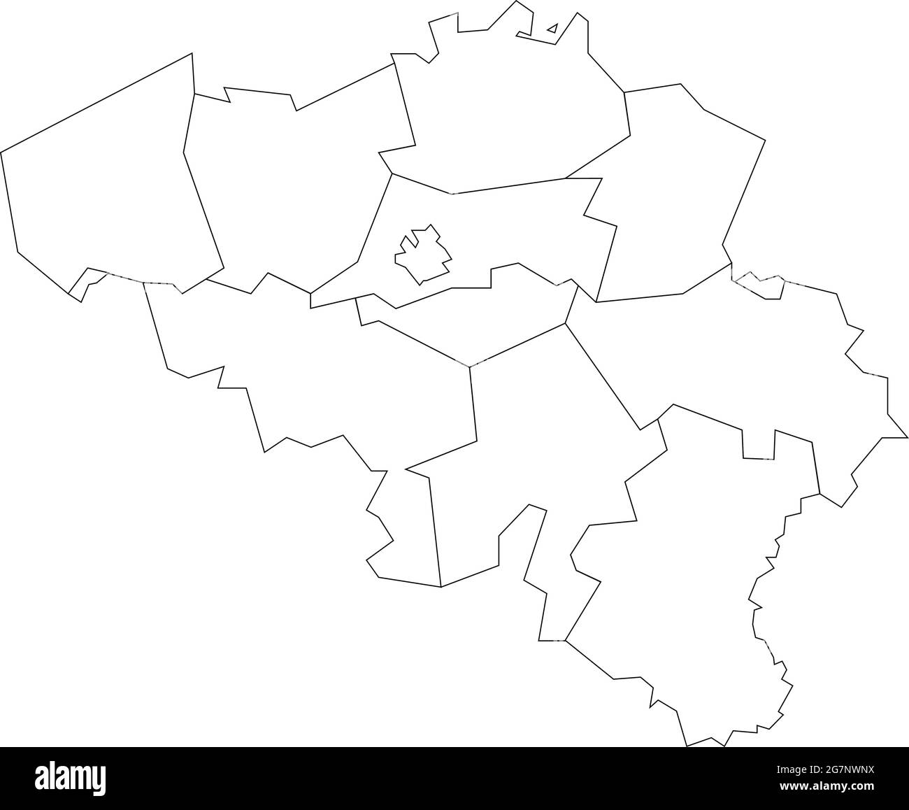 Vector map of Belgium to study colorless with outline Stock Vector ...