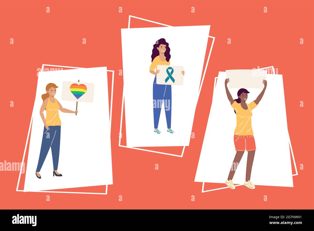 three women supporting a cause characters Stock Vector Image & Art - Alamy