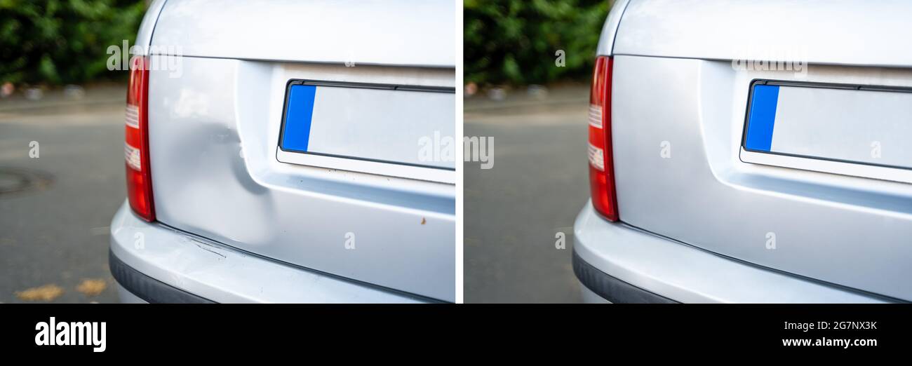 Photo Of Car Dent Repair Before And After Stock Photo - Alamy