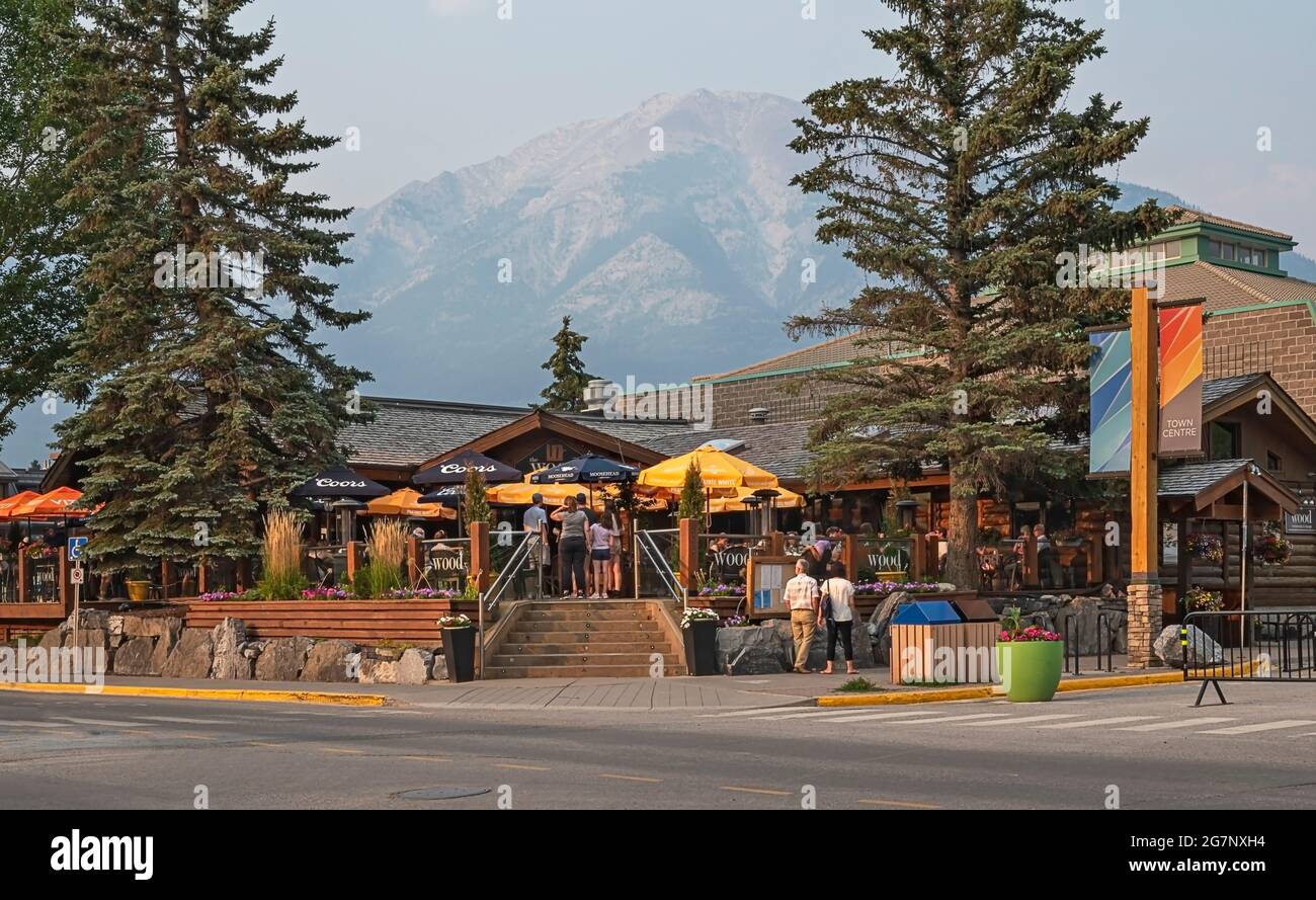 Canmore, Alberta, Canada – July 14, 2021: Entrance to The Wood ...