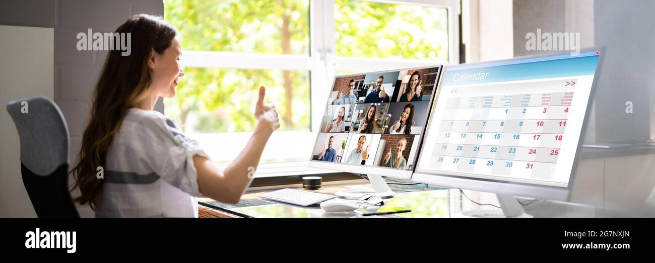 Online Training Video Conferencing Business Webinar On Computer Stock ...