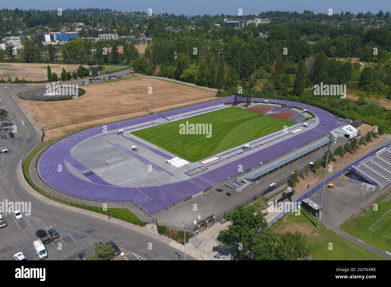 Seattle, United States. 14th July, 2021. An aerial view of Husky Track ...