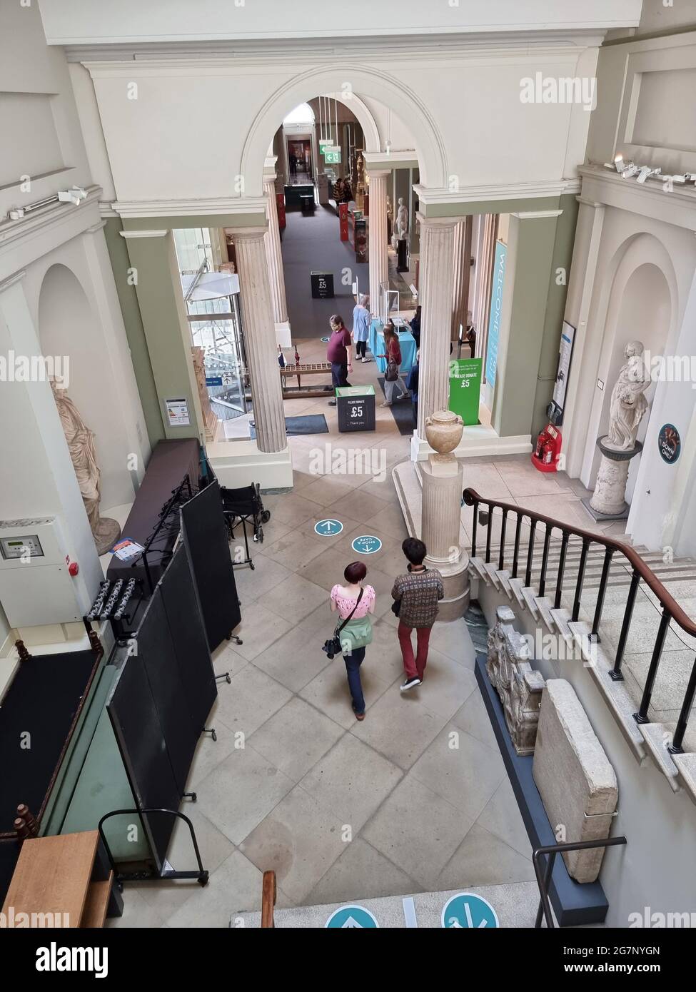 Visitors passing through the lobby of Ashmolean Museum building at ...