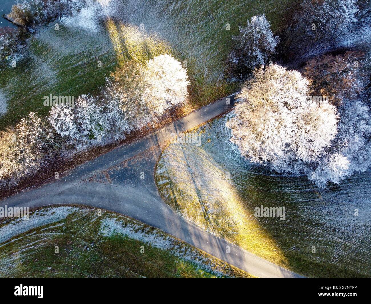 Aerial overhead shot of roads in the natural landscape Stock Photo - Alamy