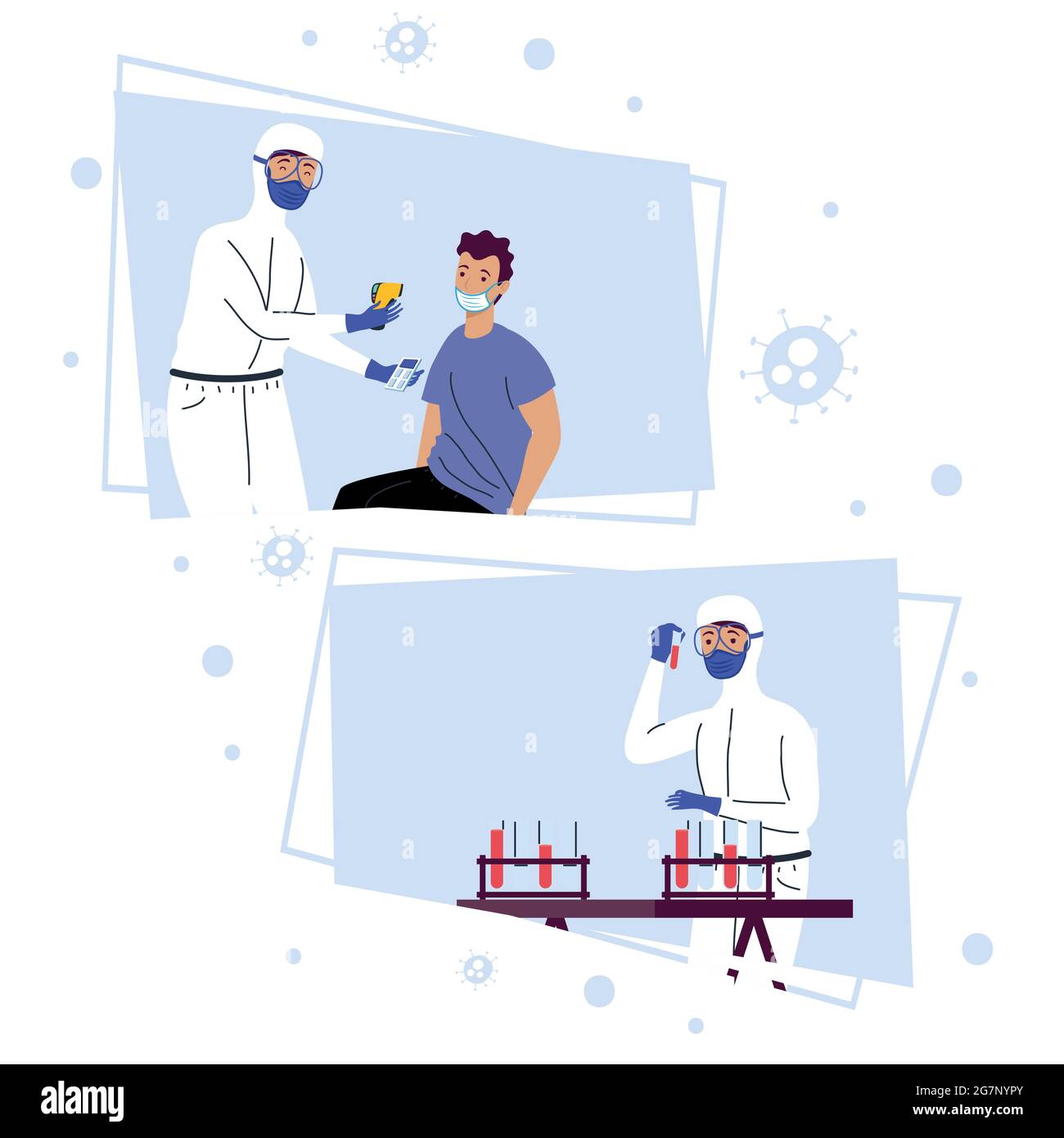 set scenes of covid19 testing Stock Vector Image & Art - Alamy
