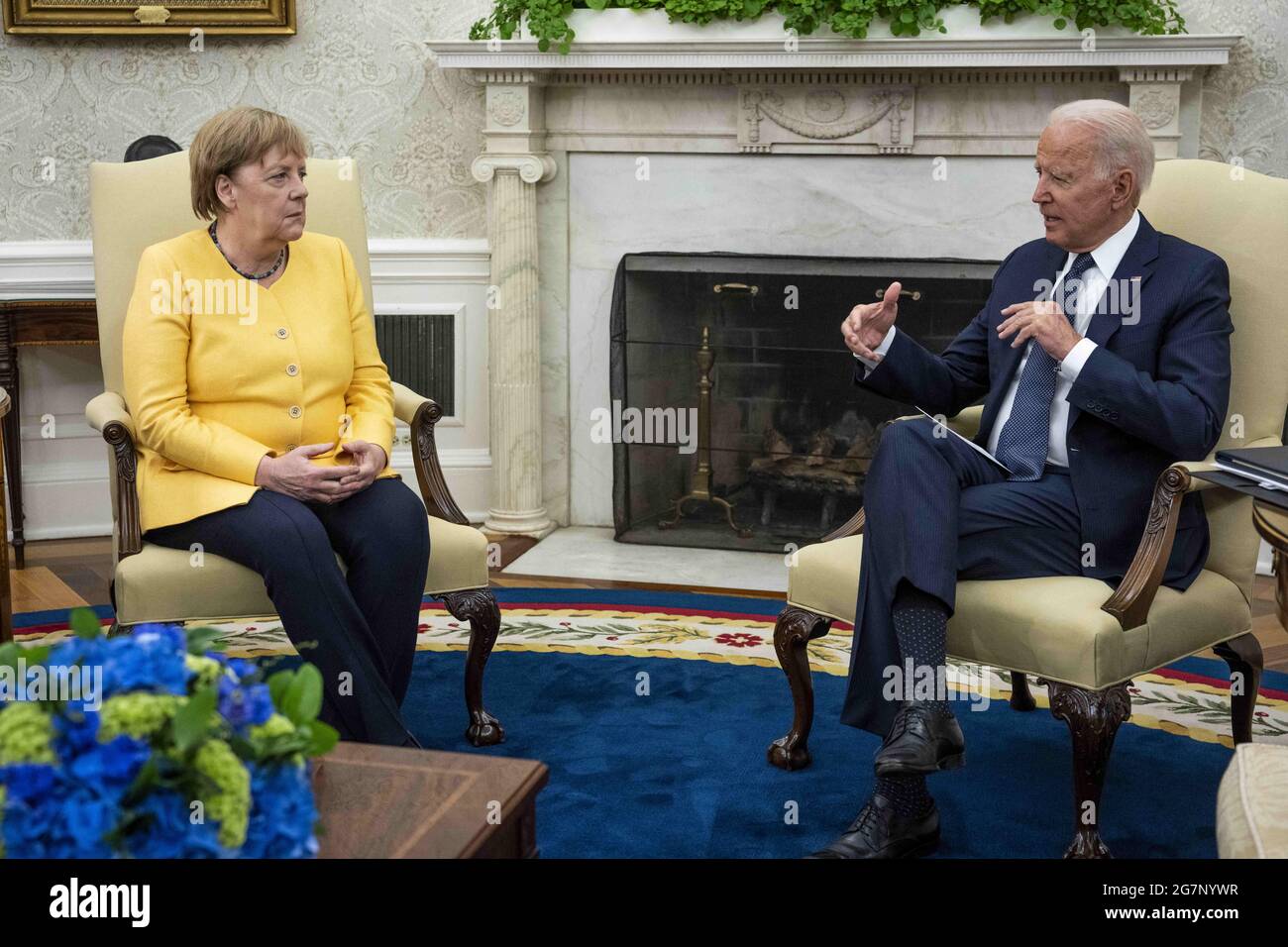 President Joe Biden as he meets with German Chancellor Angela Merkel in ...