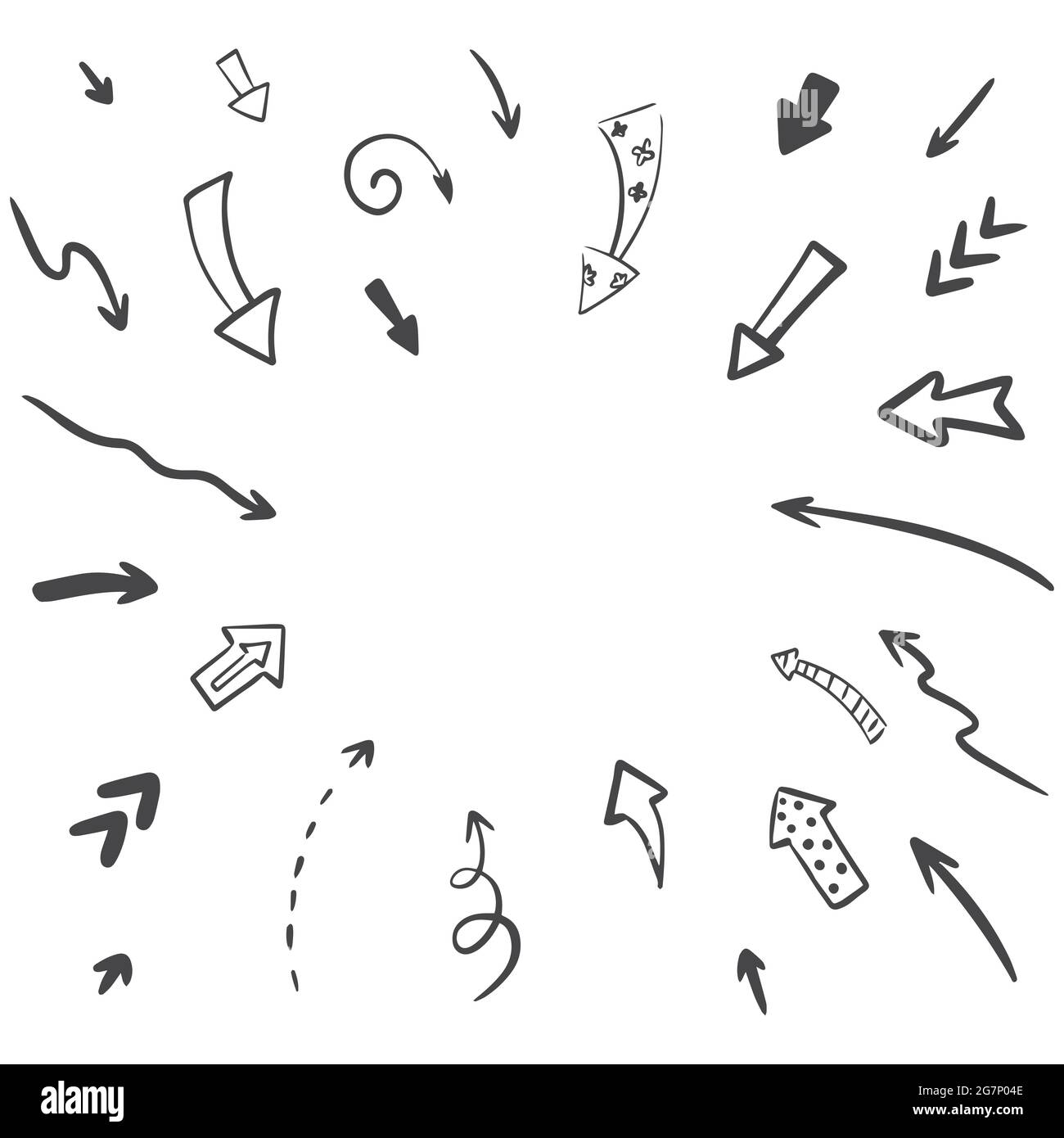 Hand drawn vector arrow set collection. Iillustration isolated on white ...