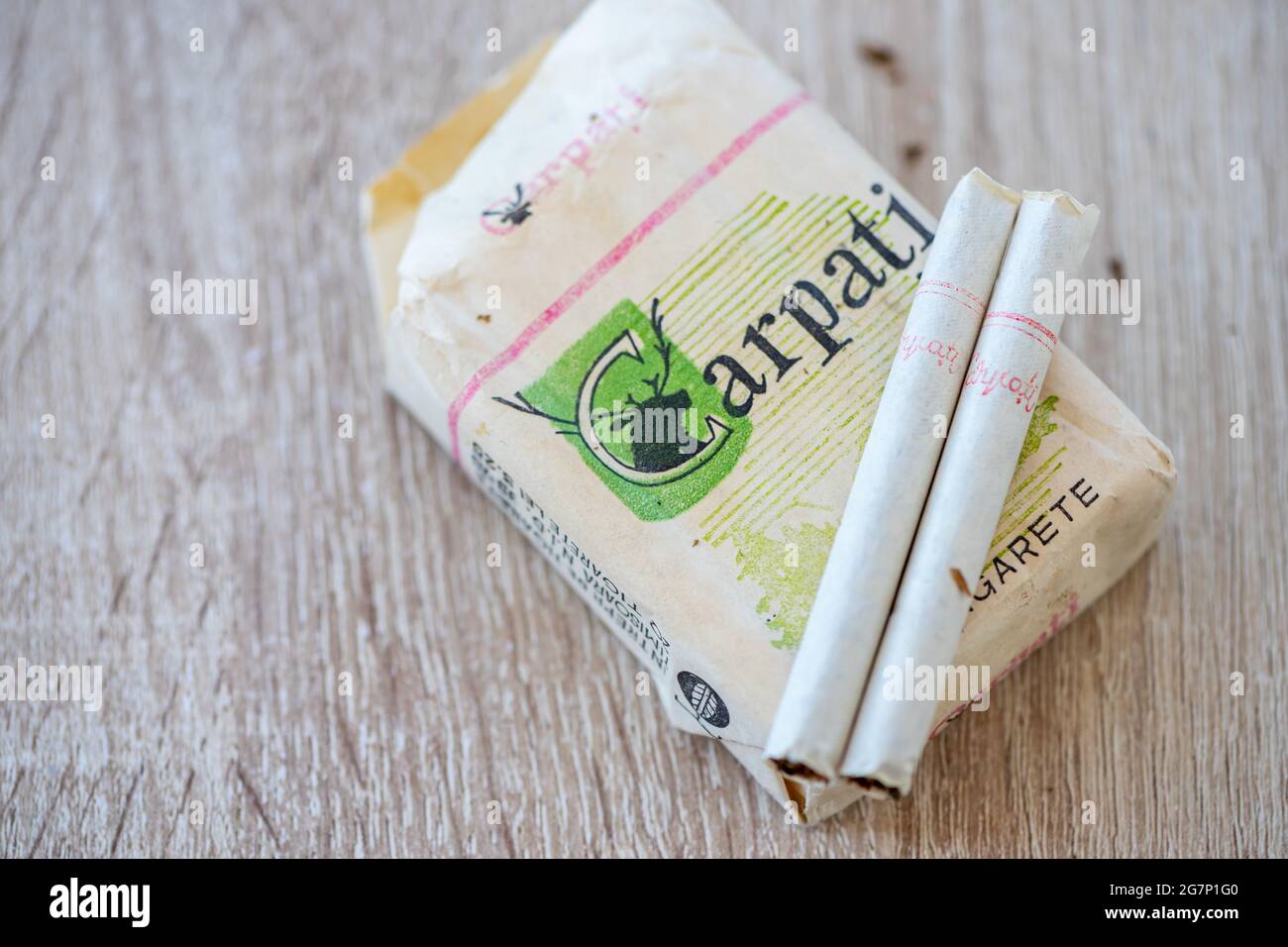 Timisoara, Romania - February 22, 2020: Carpati, an old pack of ...