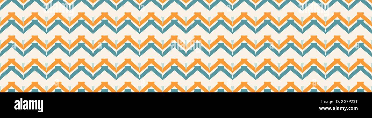 Summer tropical chevron seamless border pattern. Bright retro zig zag banner edge. Fun gender ...