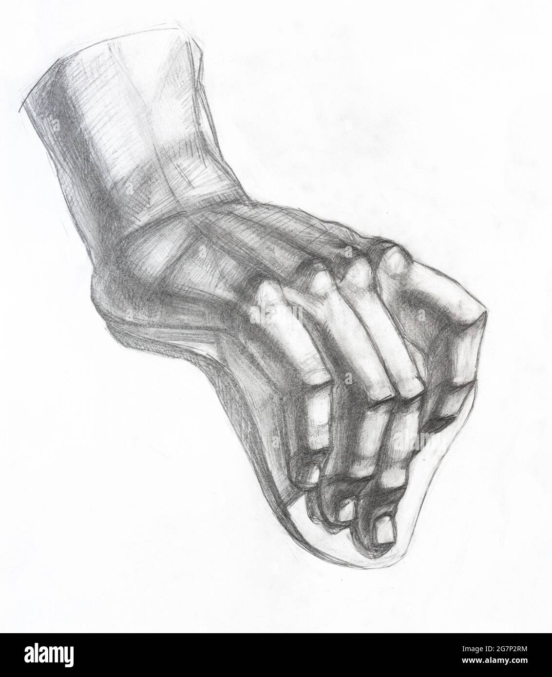 academic drawing - study of plaster cast of male hand hand-drawn by ...