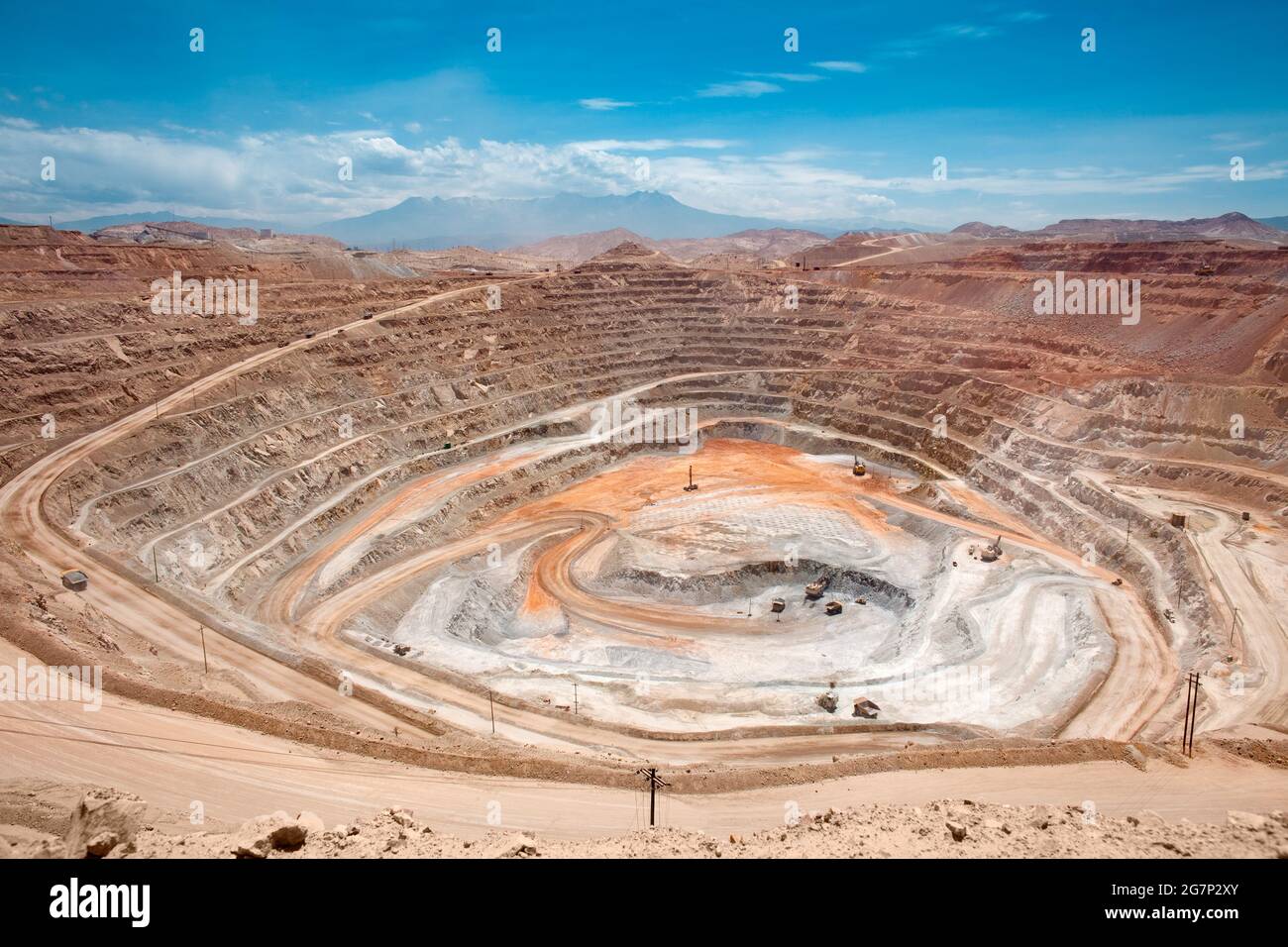 View from above of the pit of an open-pit copper mine in Peru Stock Photo - Alamy