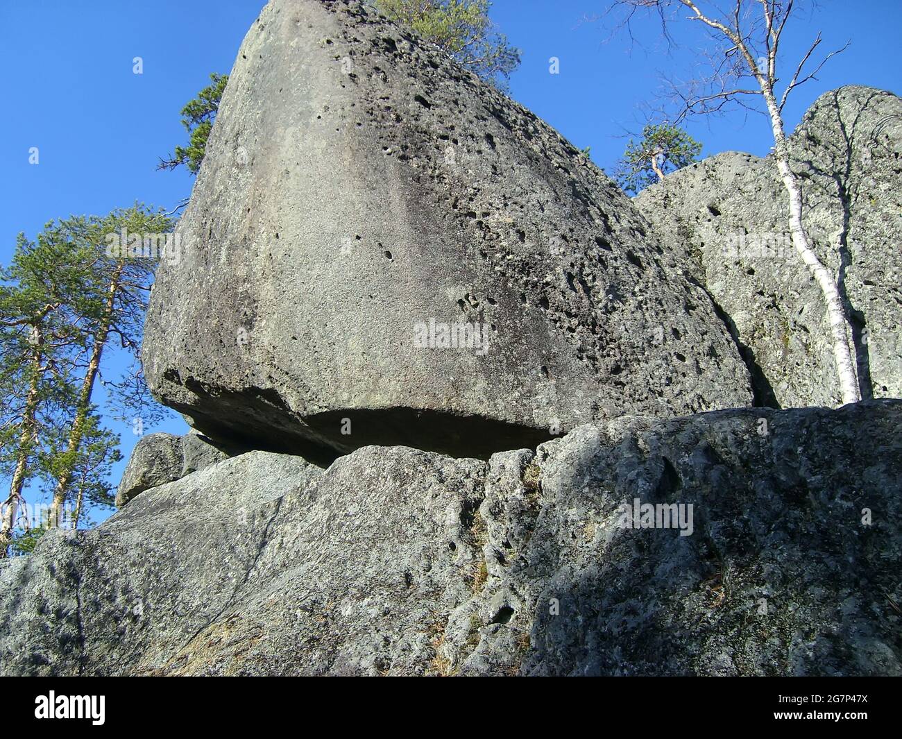 Stones and rocks with moss in Finland Stock Photo - Alamy