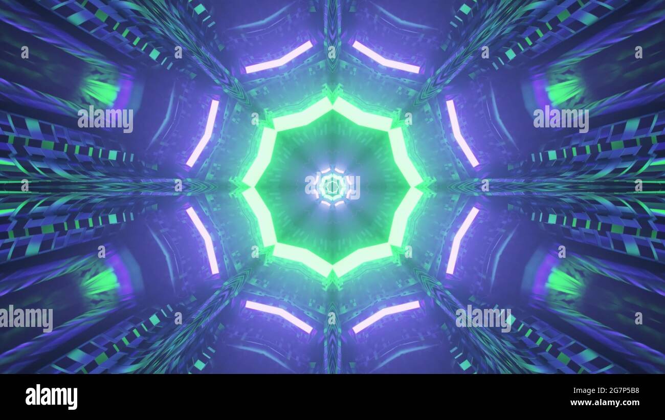 3D rendering of an abstract sci-fi background with glowing colorful ...