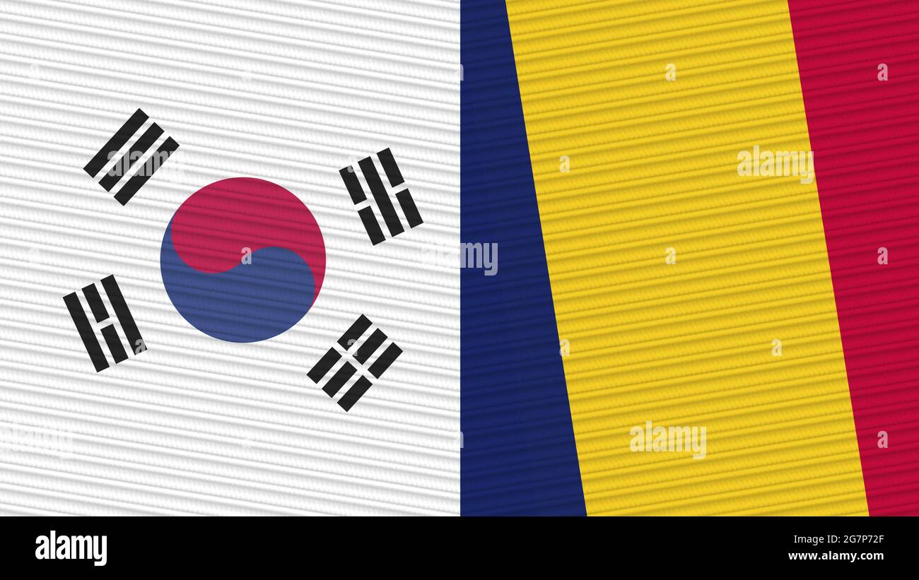 Chad and South Korea Two Half Flags Together Fabric Texture ...