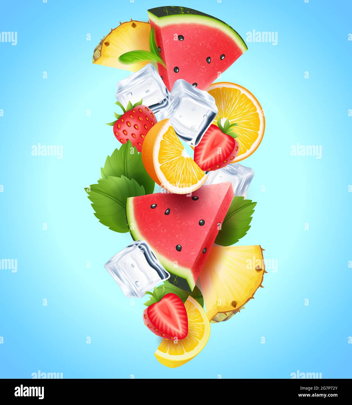 Fresh mixed fruits falling Stock Vector Images - Alamy