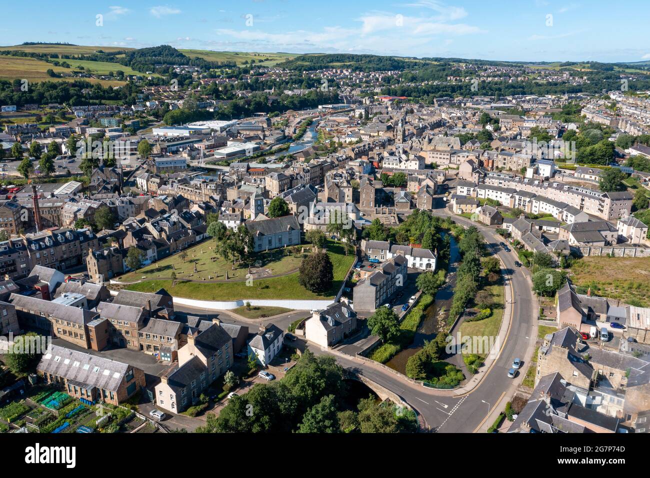 Aerial view river teviot hawick hi-res stock photography and images - Alamy
